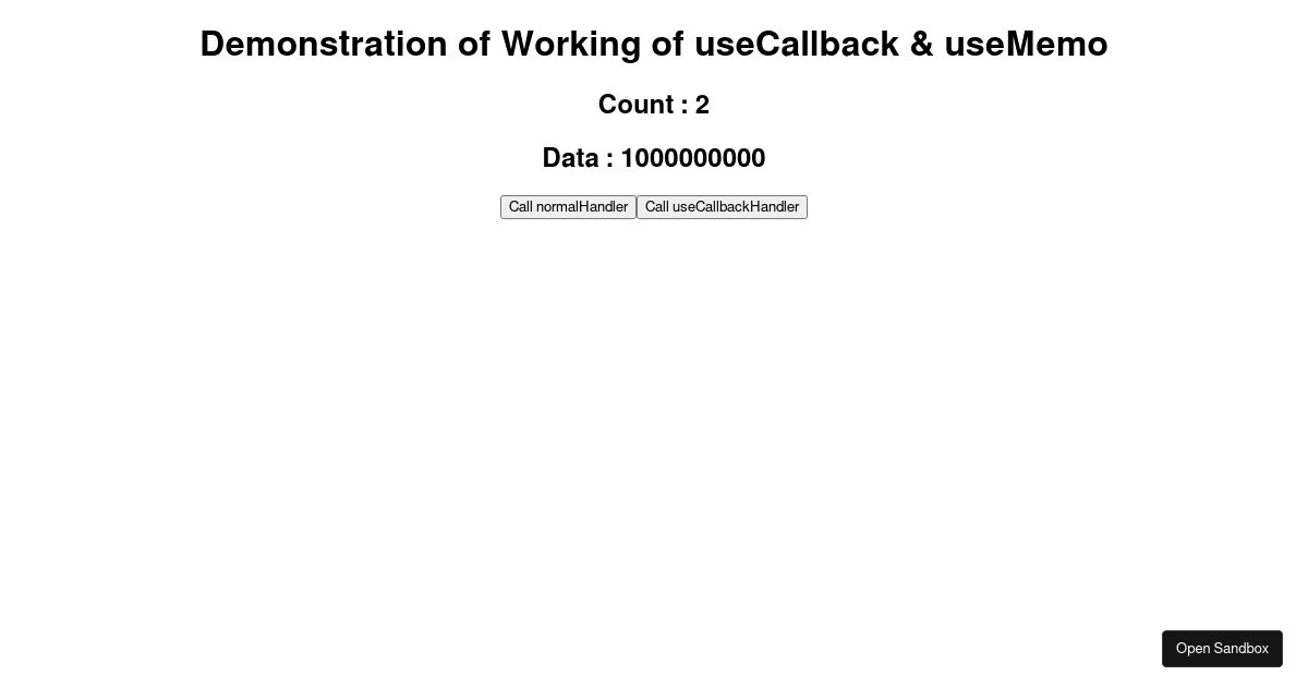 Proof of Internal Working of useCallback & useMemo - Codesandbox