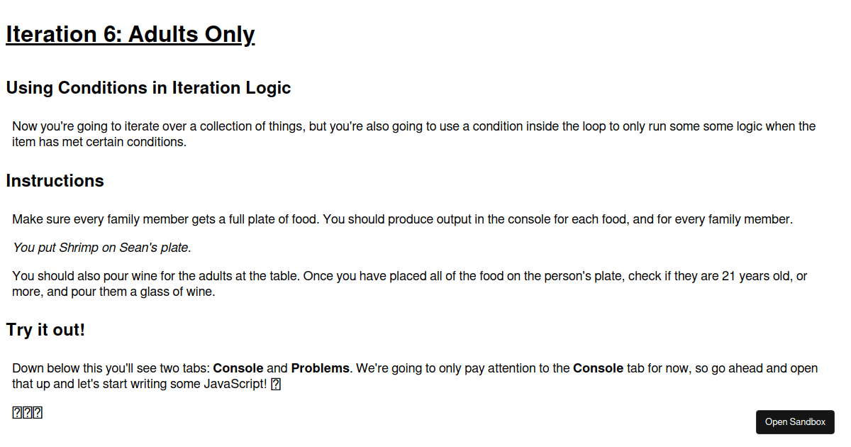 Iteration 6: Adults Only - Codesandbox