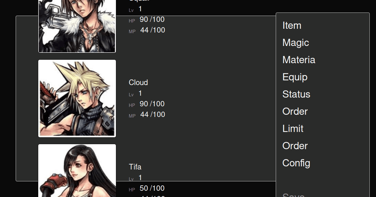 final-fantasy-vii-menu-remake - Codesandbox