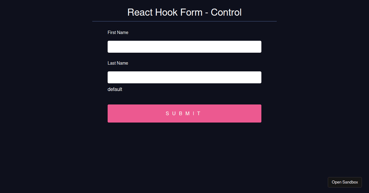 React Hook Form Control Codesandbox