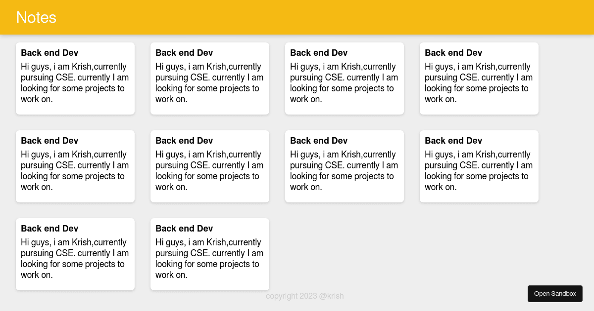 notes project - Codesandbox