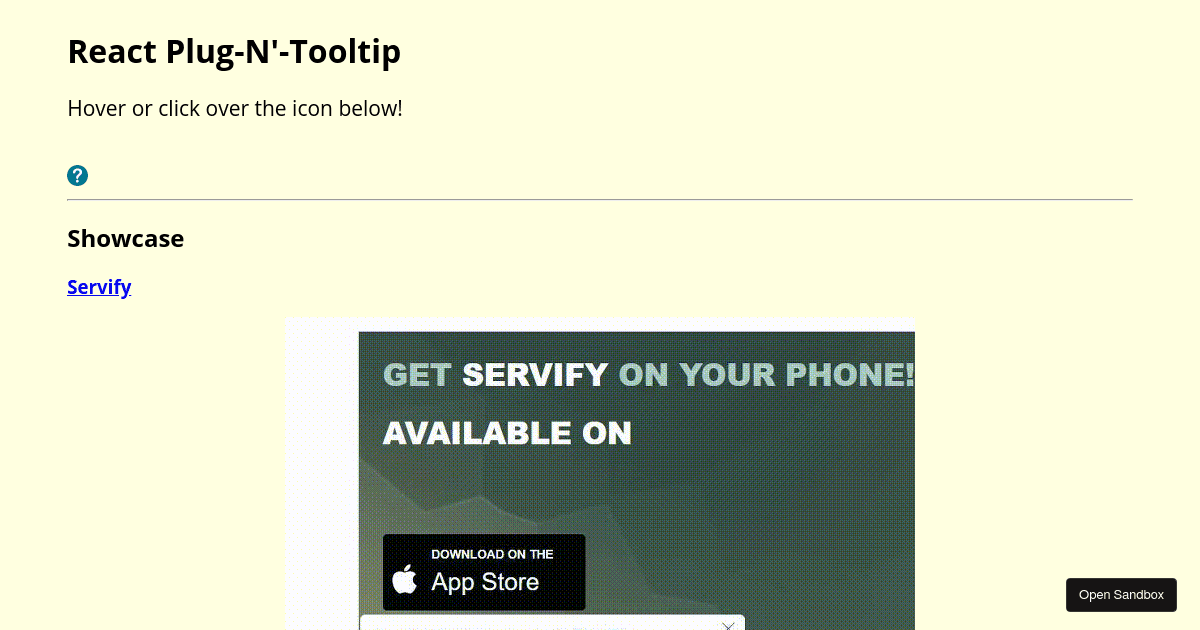 React Plug-N'-Go Tooltip (forked) - Codesandbox