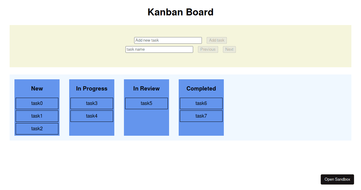 Kanban board - Codesandbox