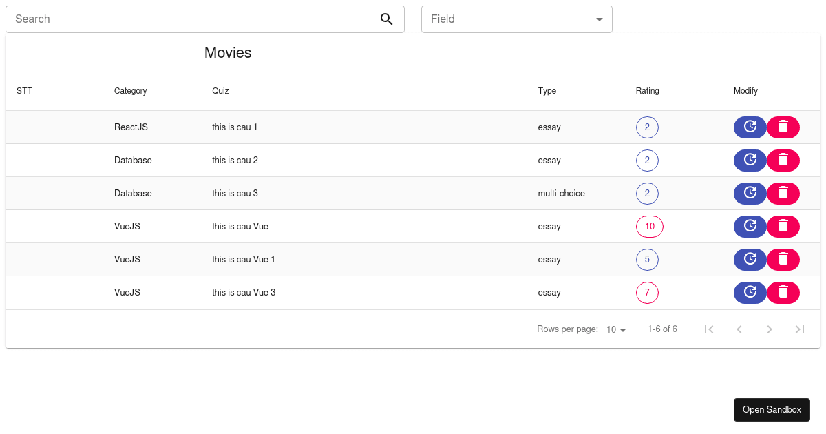 React Data Table Component | Typescript (forked) - Codesandbox