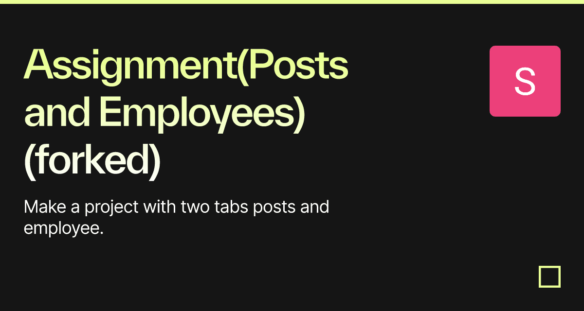 Assignmentposts And Employees Forked Codesandbox