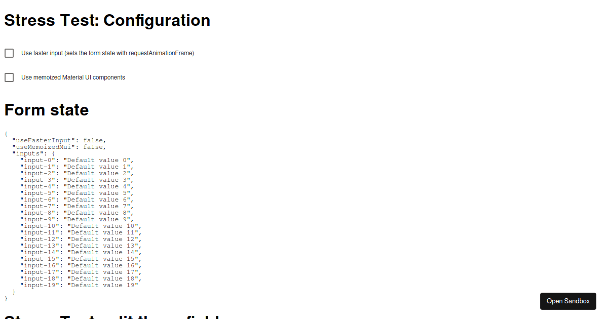 material ui stress test - Codesandbox