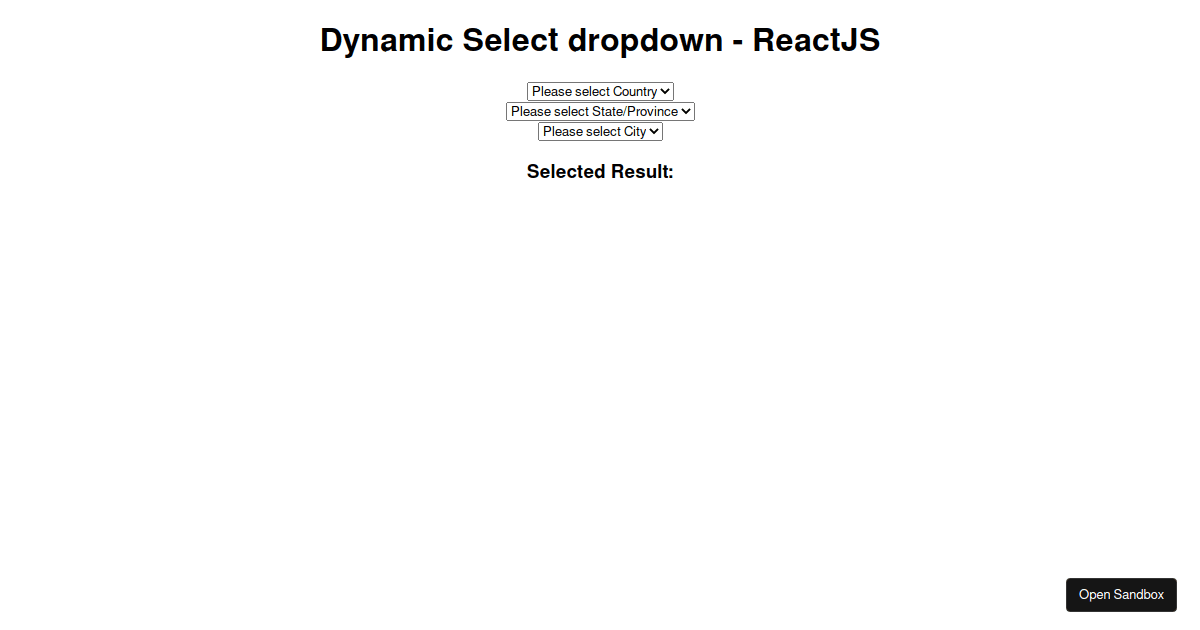 Dynamic Select Dropdown - ReactJS - Codesandbox