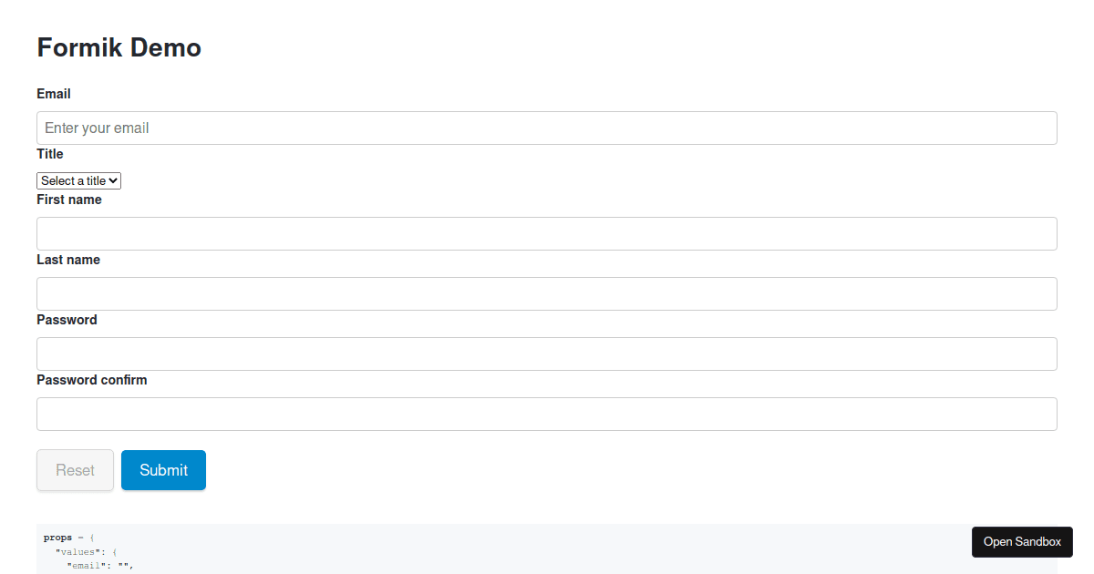 Formik Example - Codesandbox