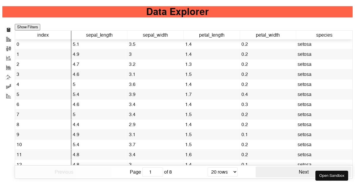 Simple Data Explorer Demo - Codesandbox