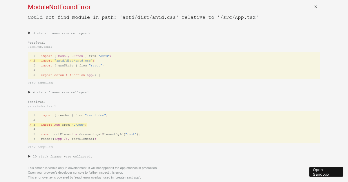 Antd Modal Example Forked Codesandbox