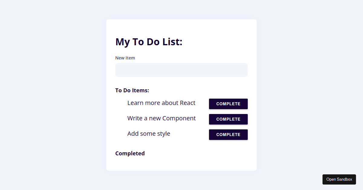 To Do List - Solution - Codesandbox