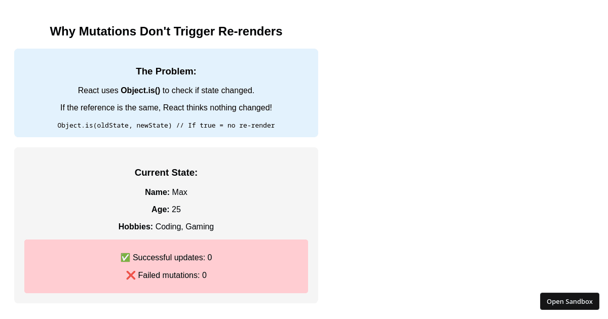 useState-ObjekteFallenDemo - Codesandbox