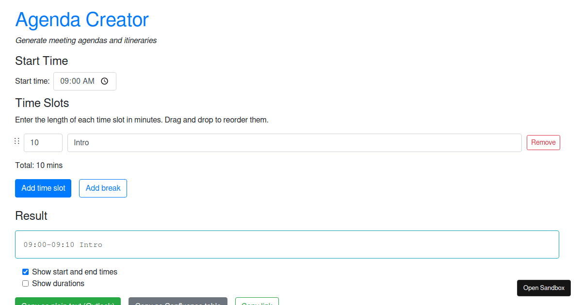 agenda-creator - Codesandbox