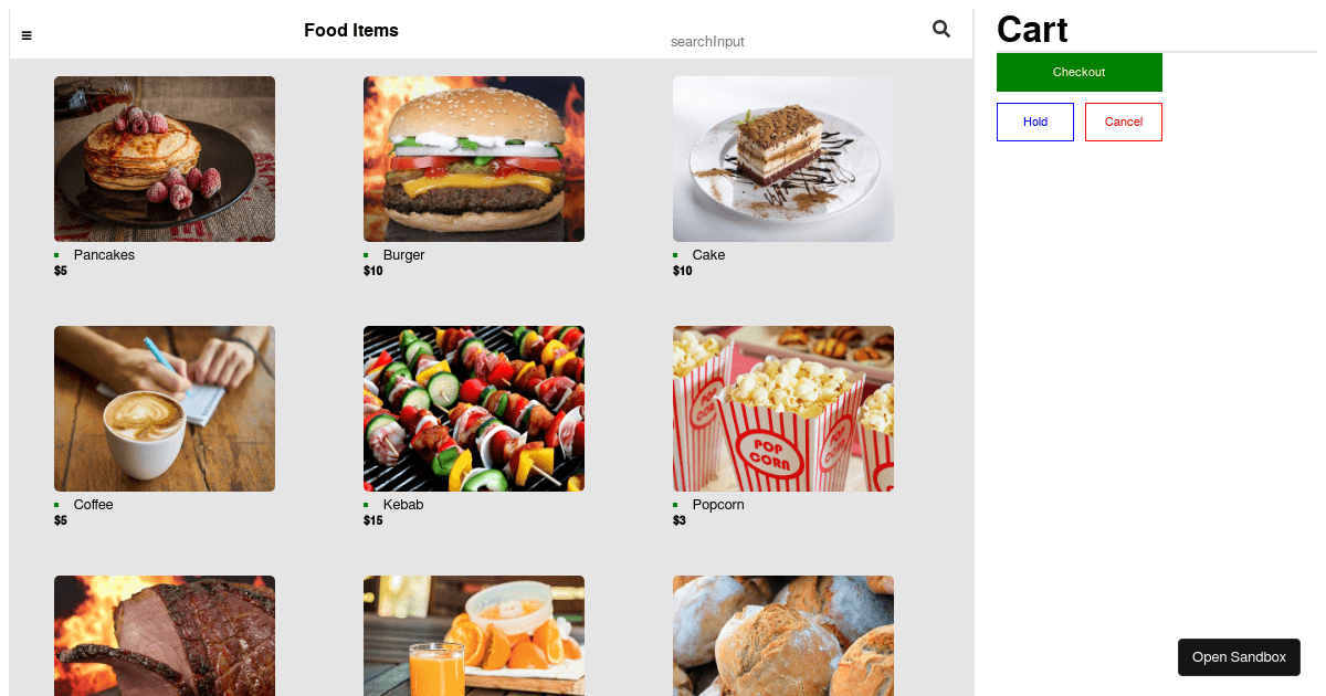 FoodStore - Codesandbox