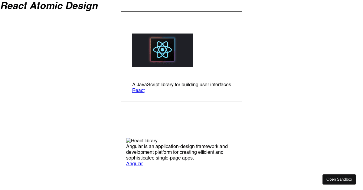 React Atomic Design Codesandbox