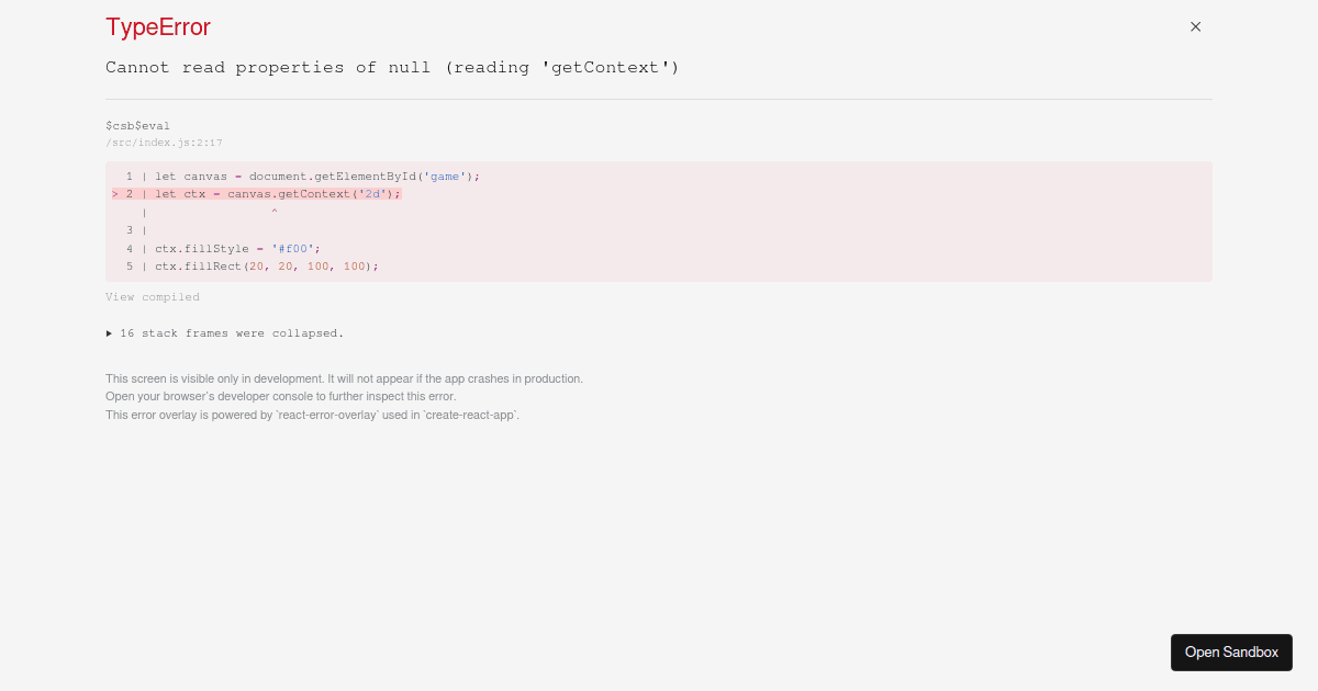 Html Canvas Game Codesandbox