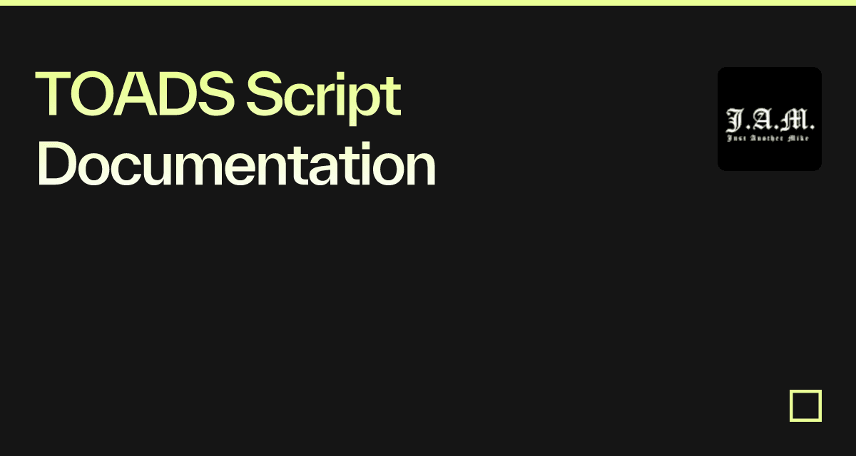 TOADS Script Documentation - Codesandbox