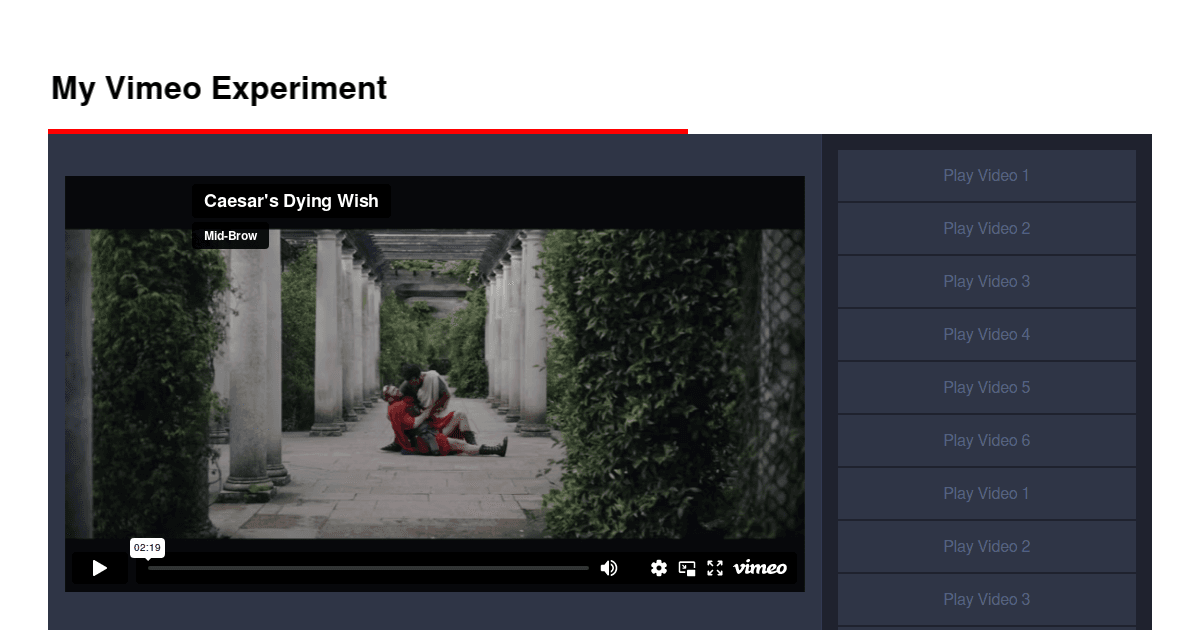 Vimeo Playlist - Codesandbox