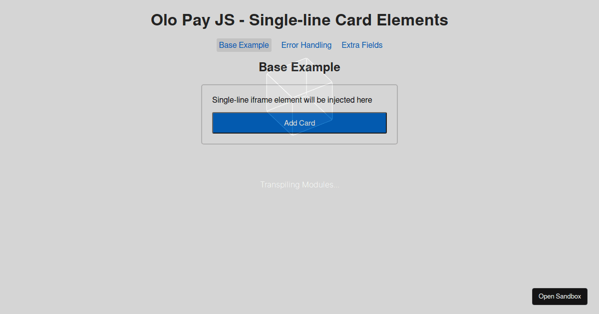 Olo Pay JS - Stripe Single-line Card Elements (forked) - Codesandbox