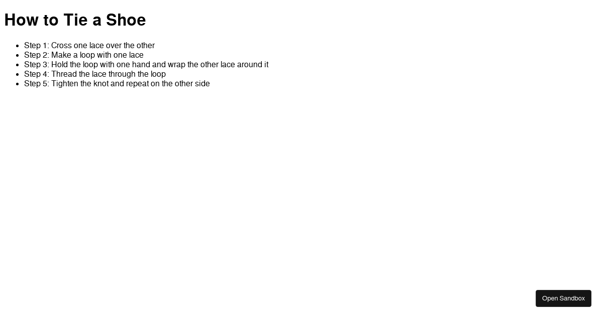 How to Tie a Shoe - Codesandbox