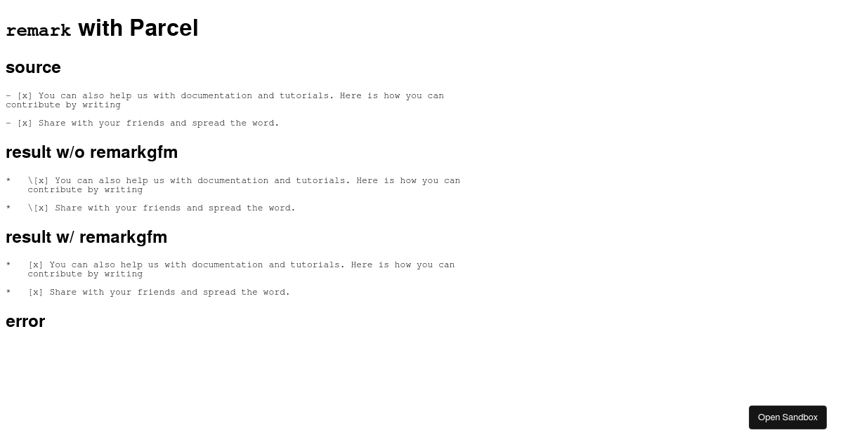 github flavored mdx - Codesandbox