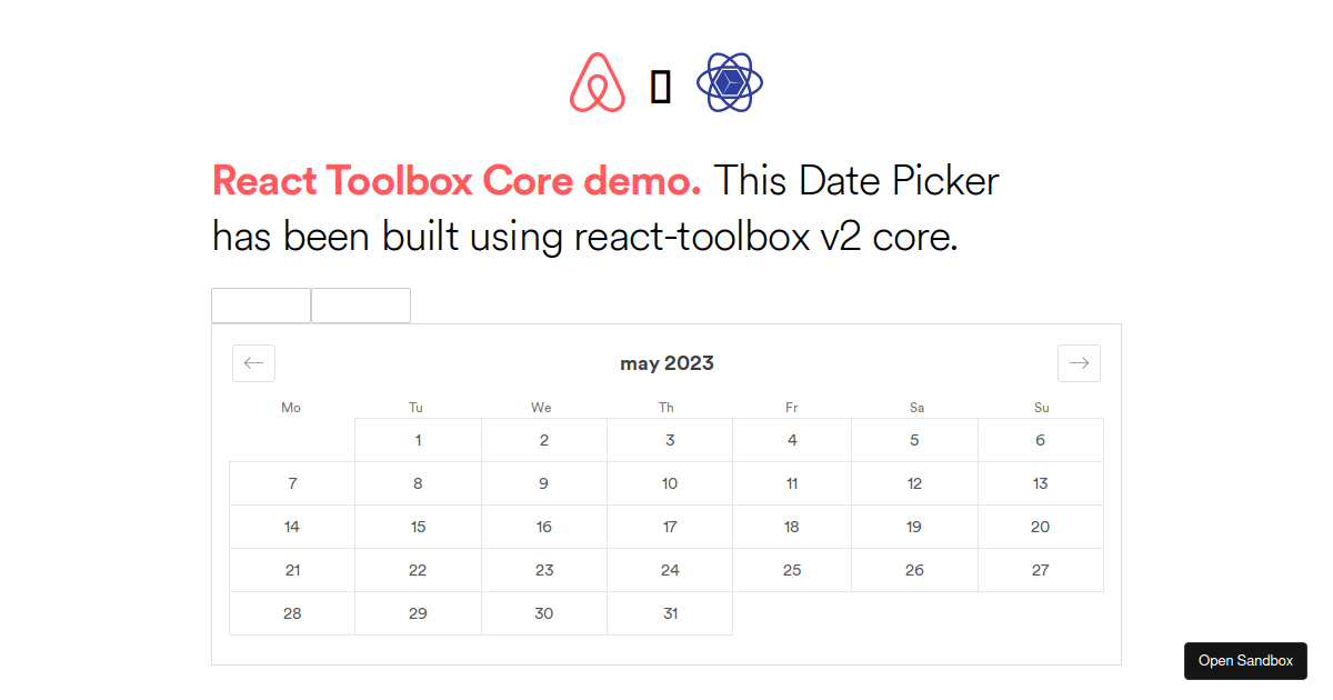 React Toolbox Airbnb - Codesandbox