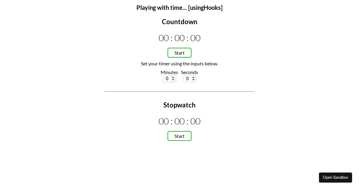 Playing with time... [React Hooks] - Codesandbox