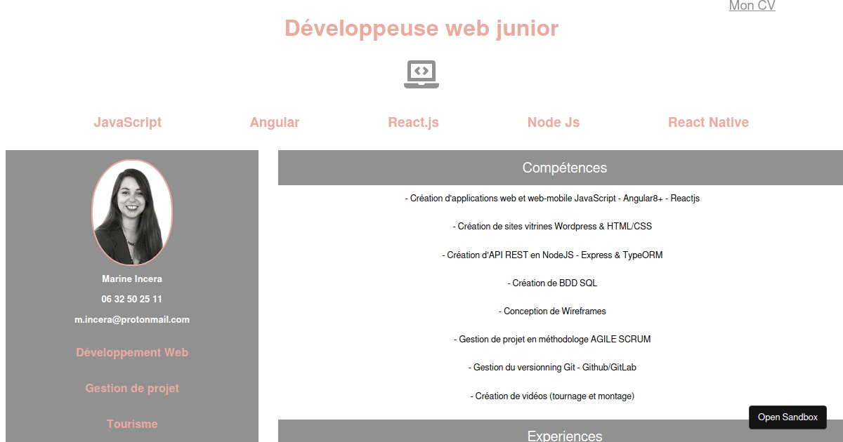 csb-CV - Codesandbox