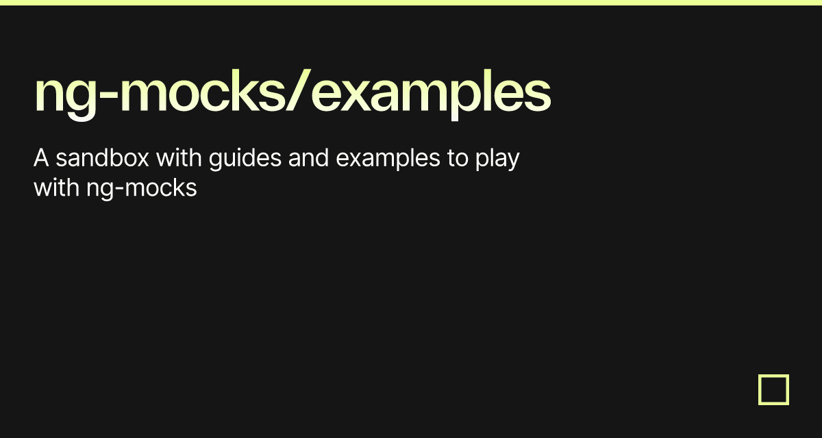 Ng Mocks Examples Codesandbox
