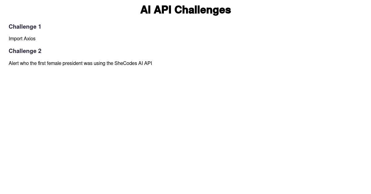 AI API Challenge - Codesandbox AI API Challenge - Codesandbox