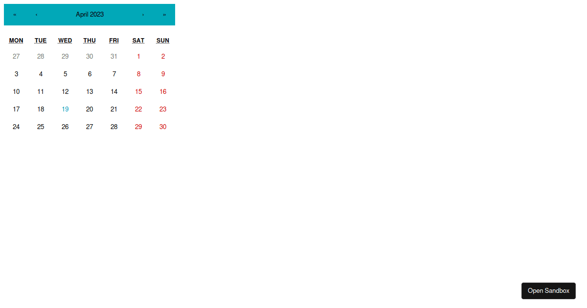 react-calendar-materail-ui-styles - Codesandbox