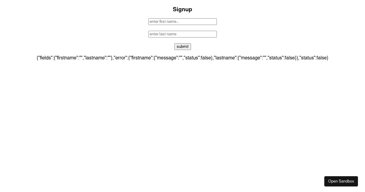 CRUD Signup form - Codesandbox