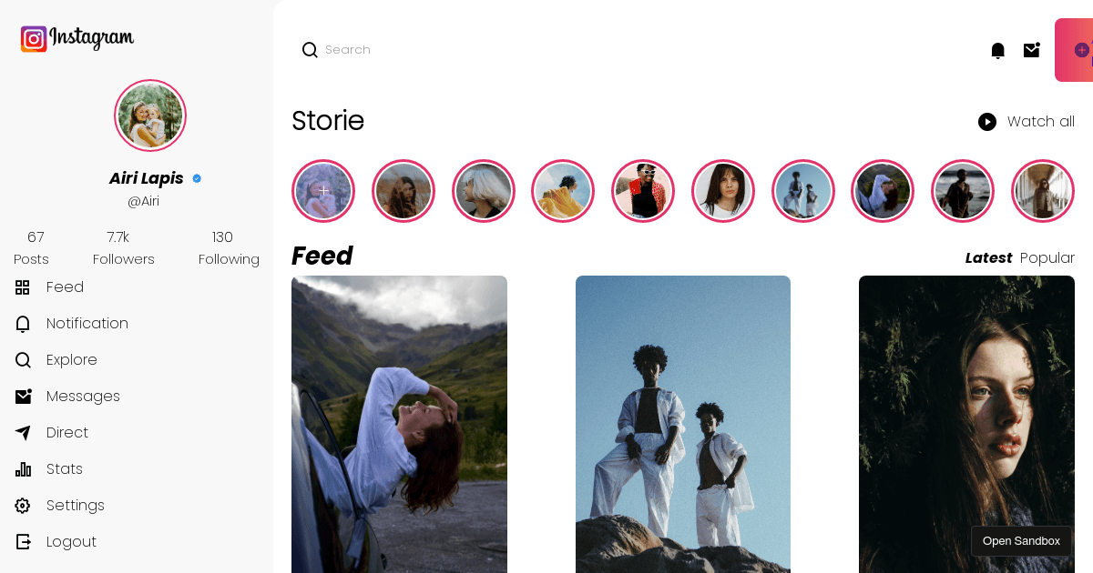 Instagram Clone - Codesandbox