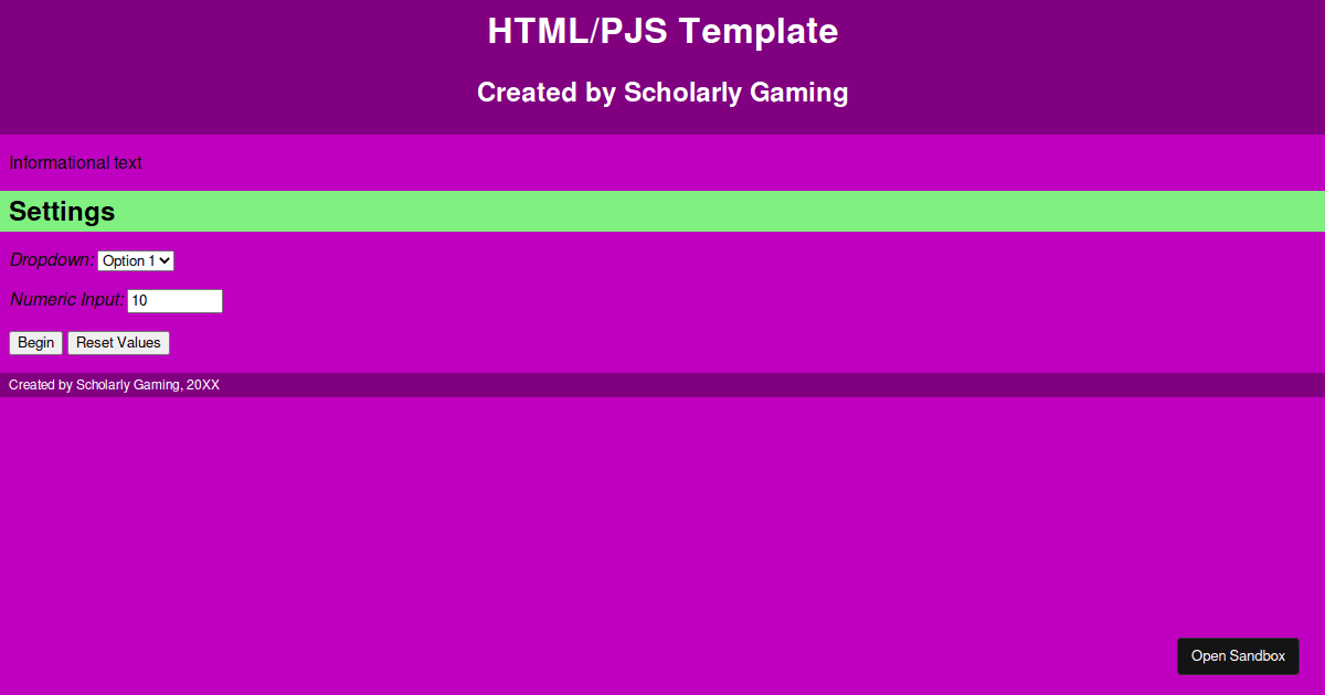 HTML/Processing JS Template - Codesandbox
