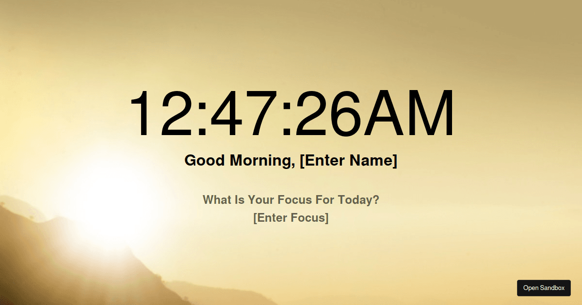 Dynamic Landing Page Javascript Codesandbox