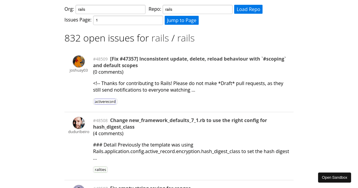 rsk-github-issues-example - Codesandbox