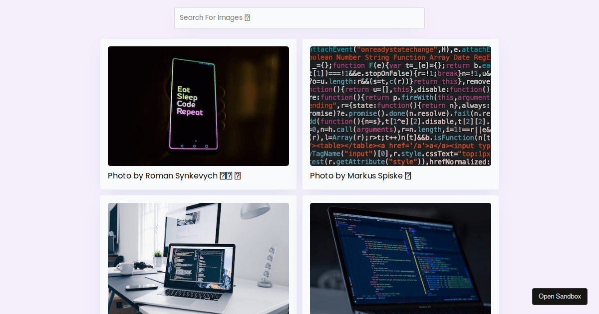 unsplash-dev - Codesandbox