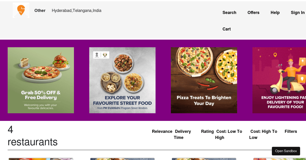 Swiggy-clone - Codesandbox