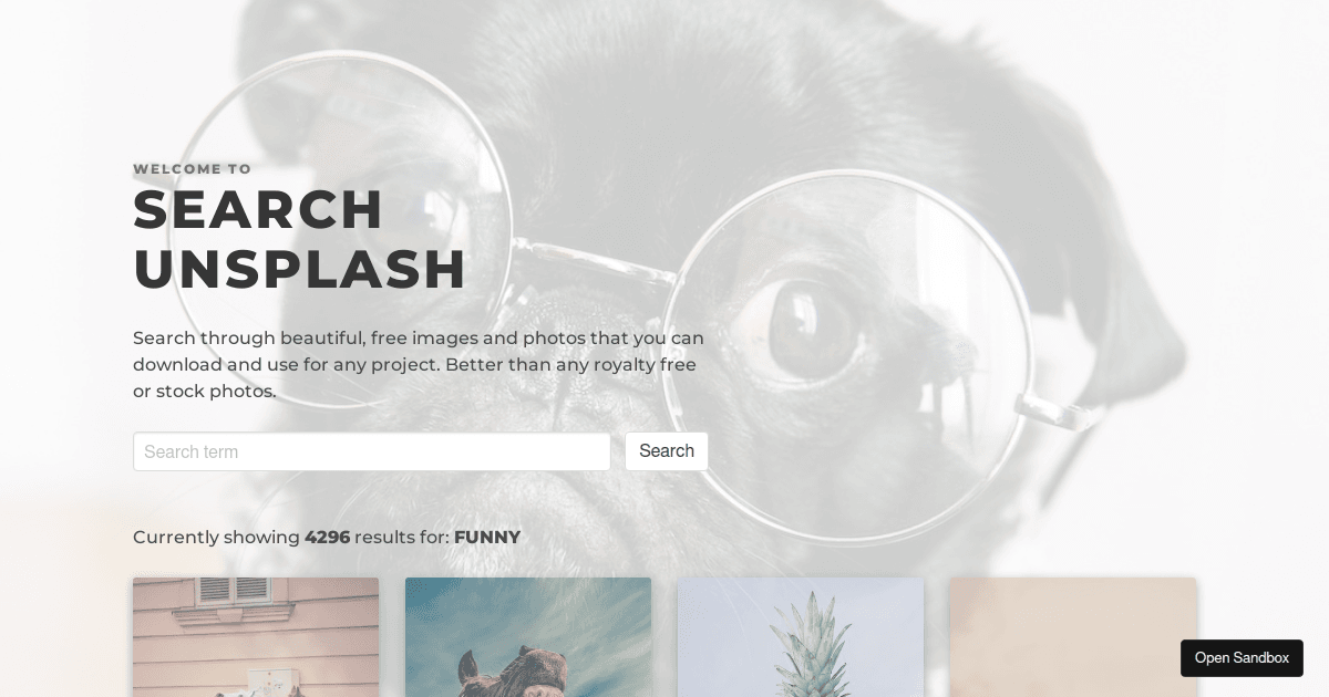 unsplash - Codesandbox