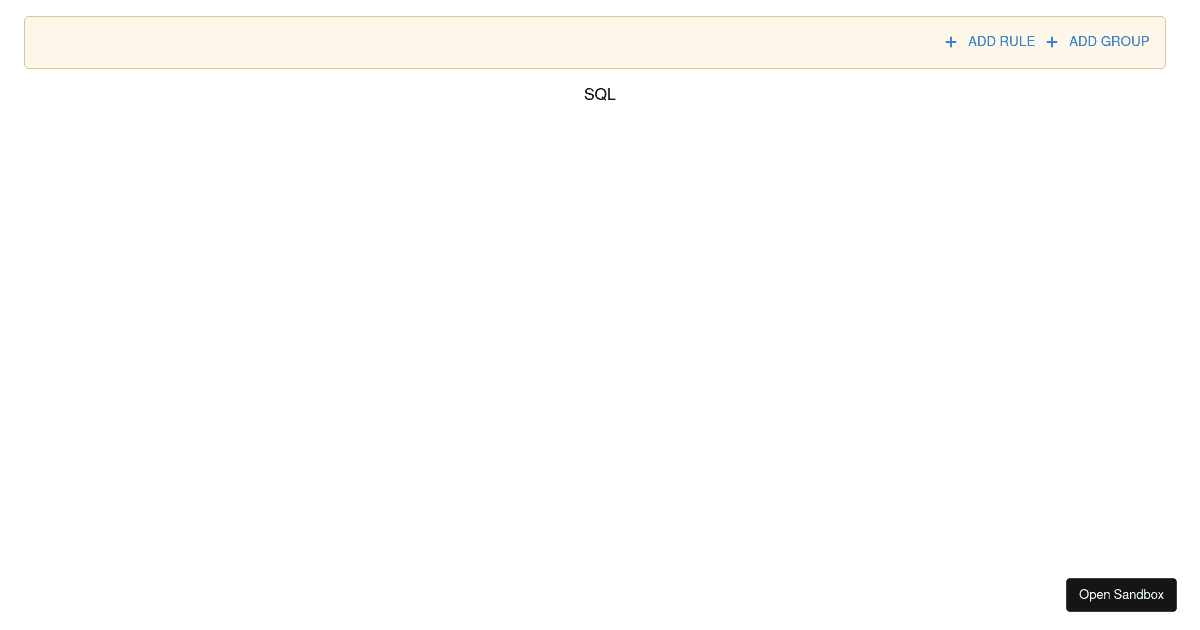 React Awesome Query Builder Sql Json Codesandbox