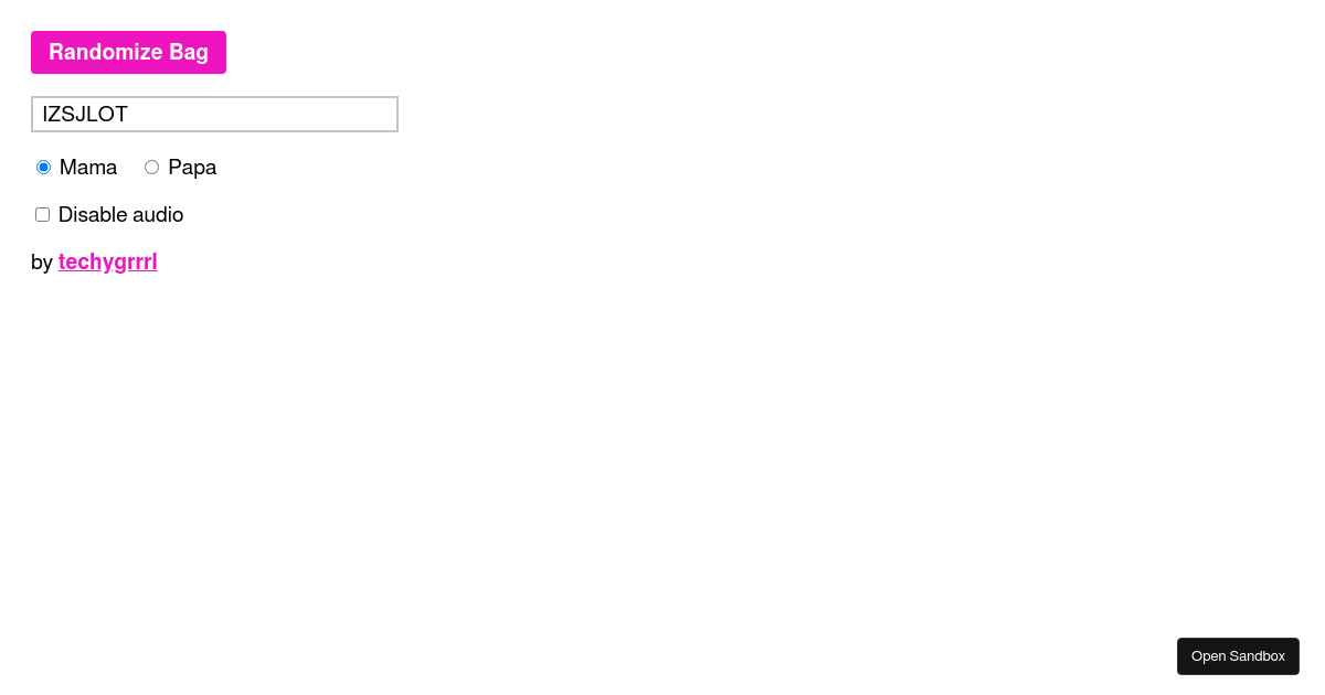 tetris bag shuffler - Codesandbox