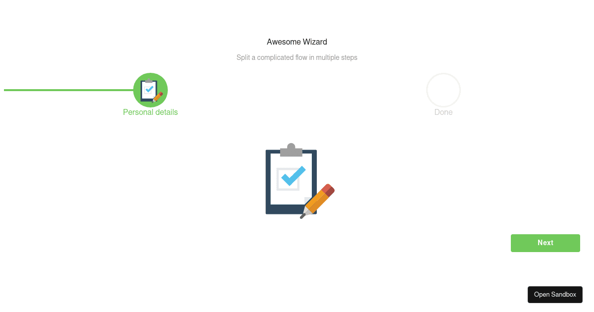 Vue form wizard lottie example (forked) - Codesandbox