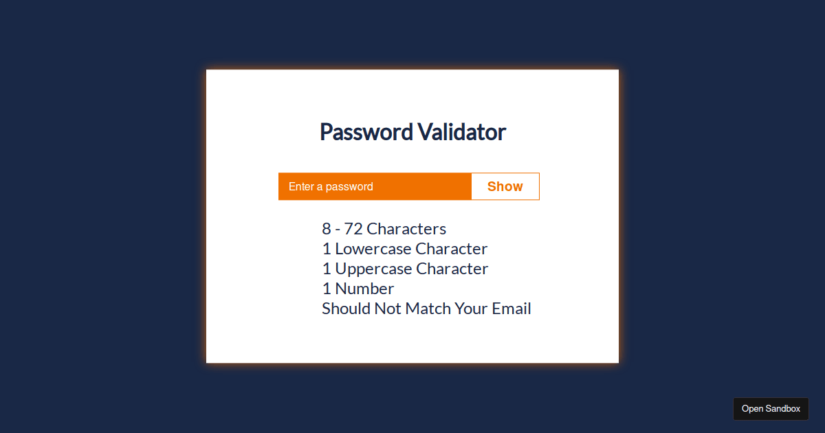 Password Validator React Codesandbox