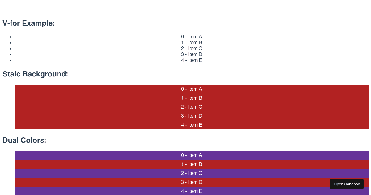 V-for Example - Codesandbox
