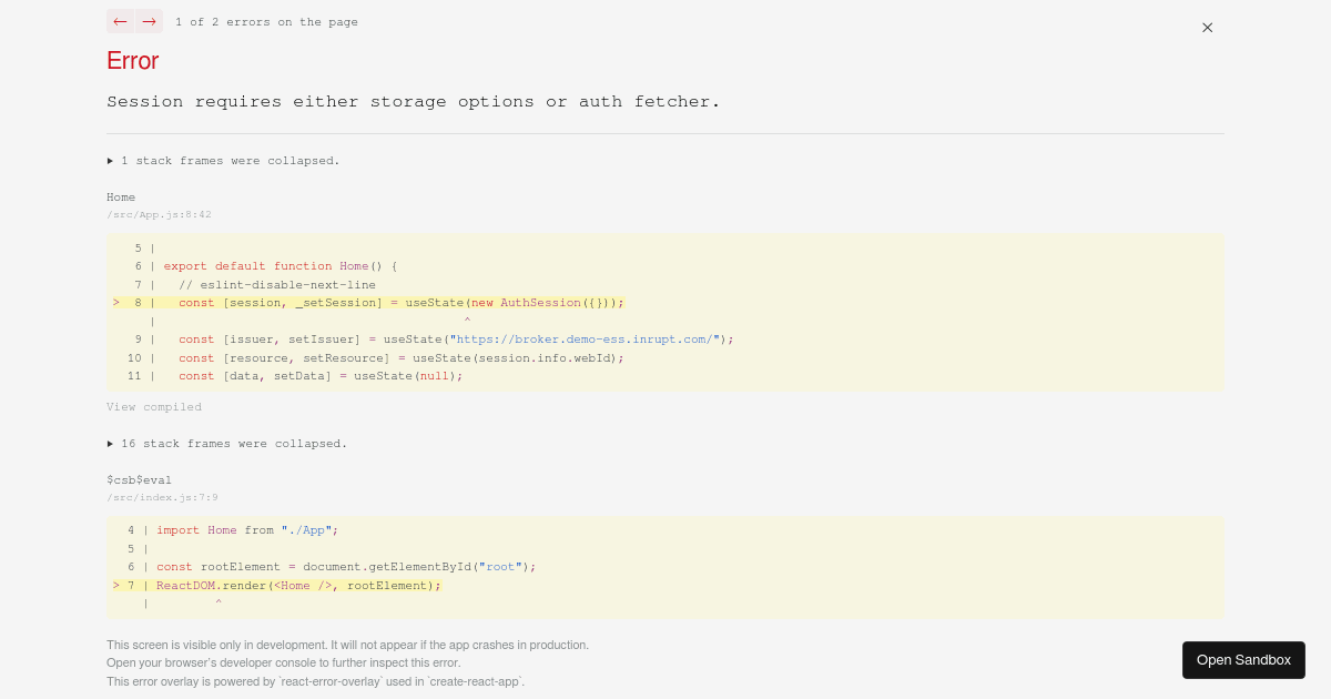 Inruptsolid Client Authn Js Codesandbox