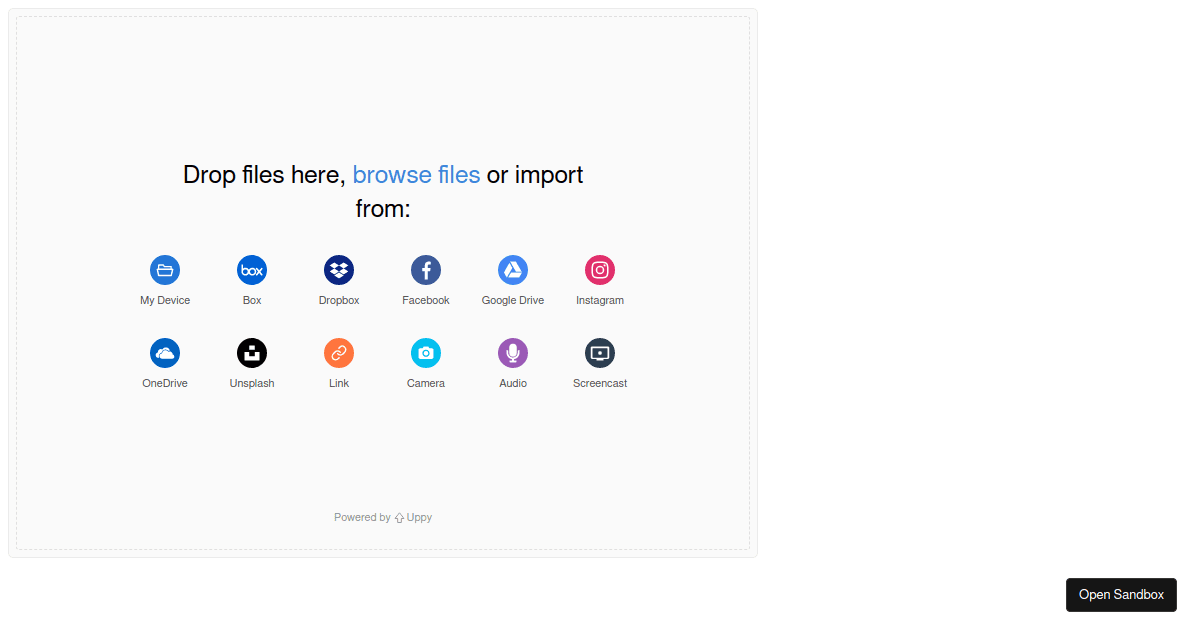 Uppy Dashboard (forked) - Codesandbox