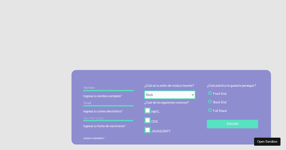 formulario morado - Codesandbox