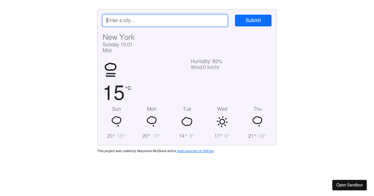 reactweatherproject - Codesandbox