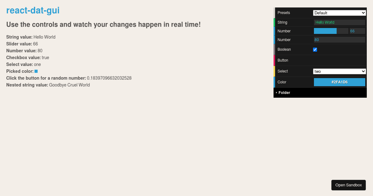 react-dat-gui-fixed-presets - Codesandbox