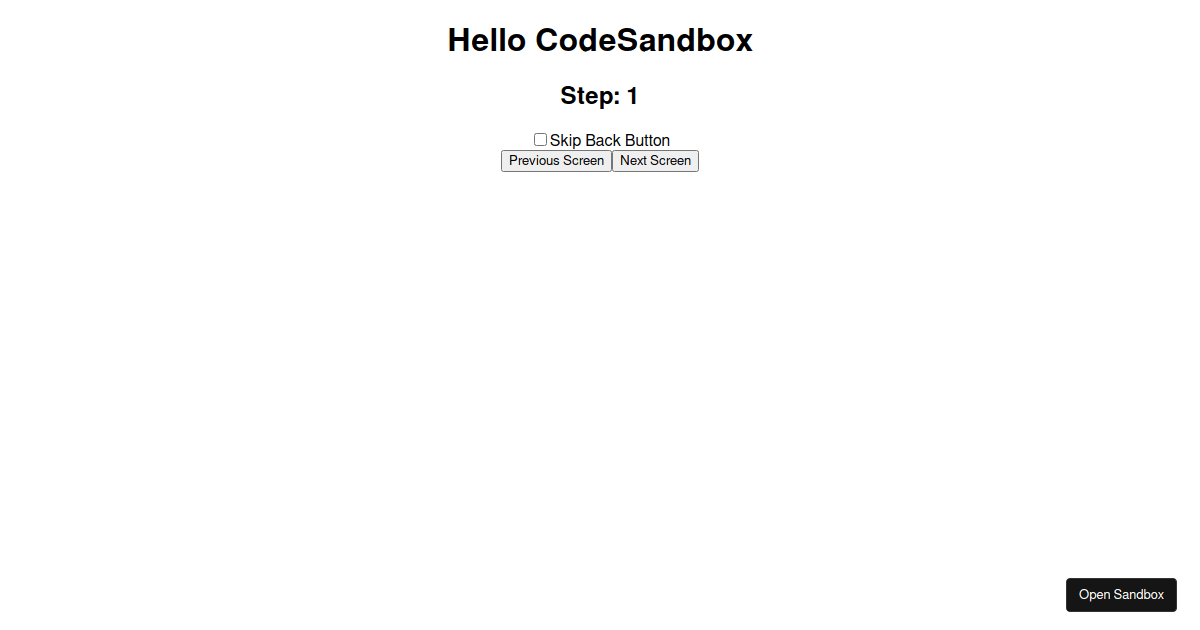 Skip Browser Back Button Codesandbox